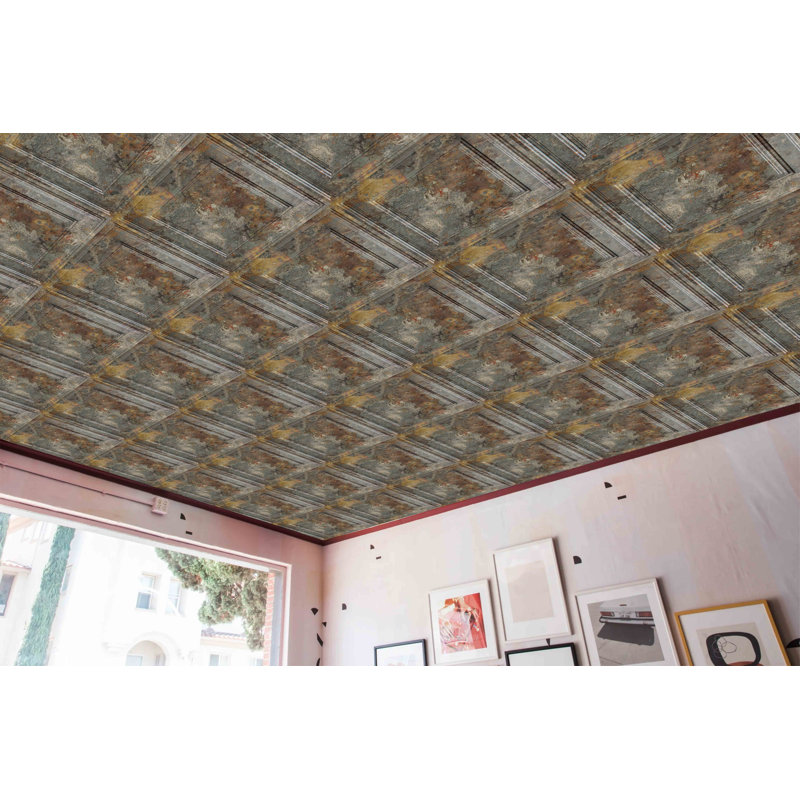 Dundee Deco Falkirk Perth 2 ft. x 2 ft. Drop-in PVC Ceiling Tile in Simply Rustic | Wayfair